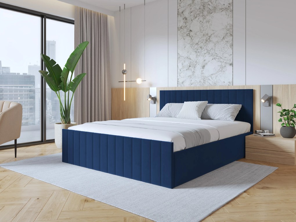 Eka Čalouněná postel EMILY 180x200 cm Barva látky Trinity: Černá (Trinity 2316)