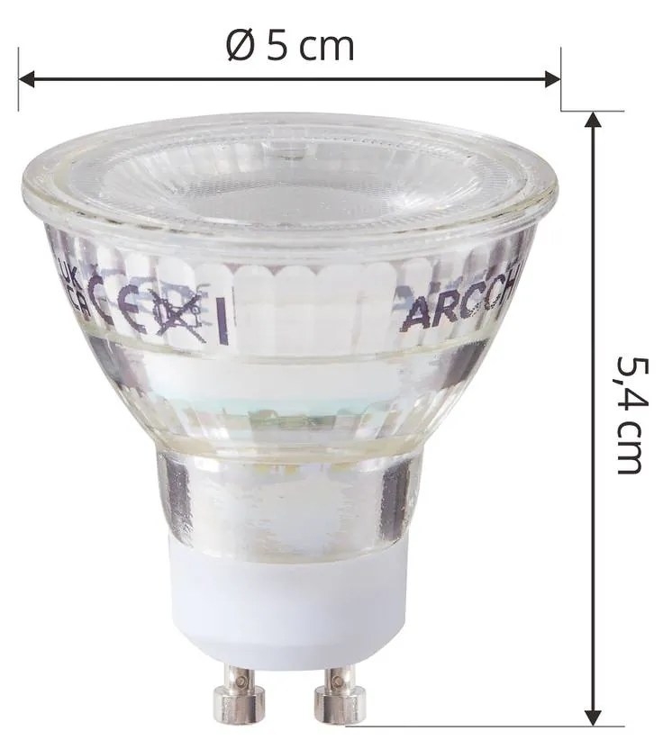 Arcchio LED žárovka GU10 2,5W 6500K 450 lumenů sklo