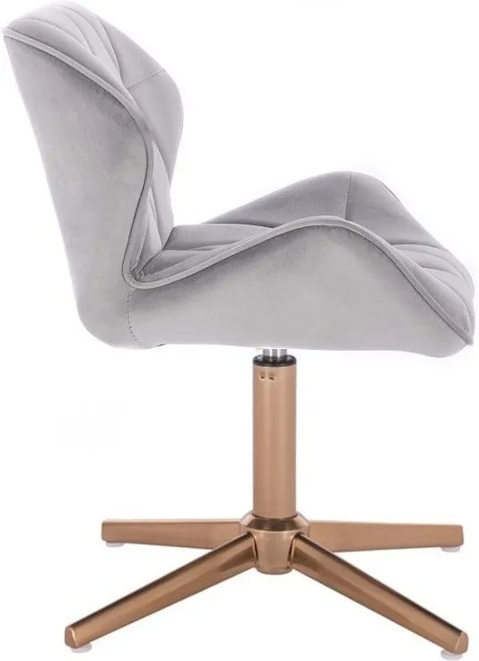 LuxuryForm DESIGN Otočná židle MILANO VELUR na zlatém kříži - světle šedá