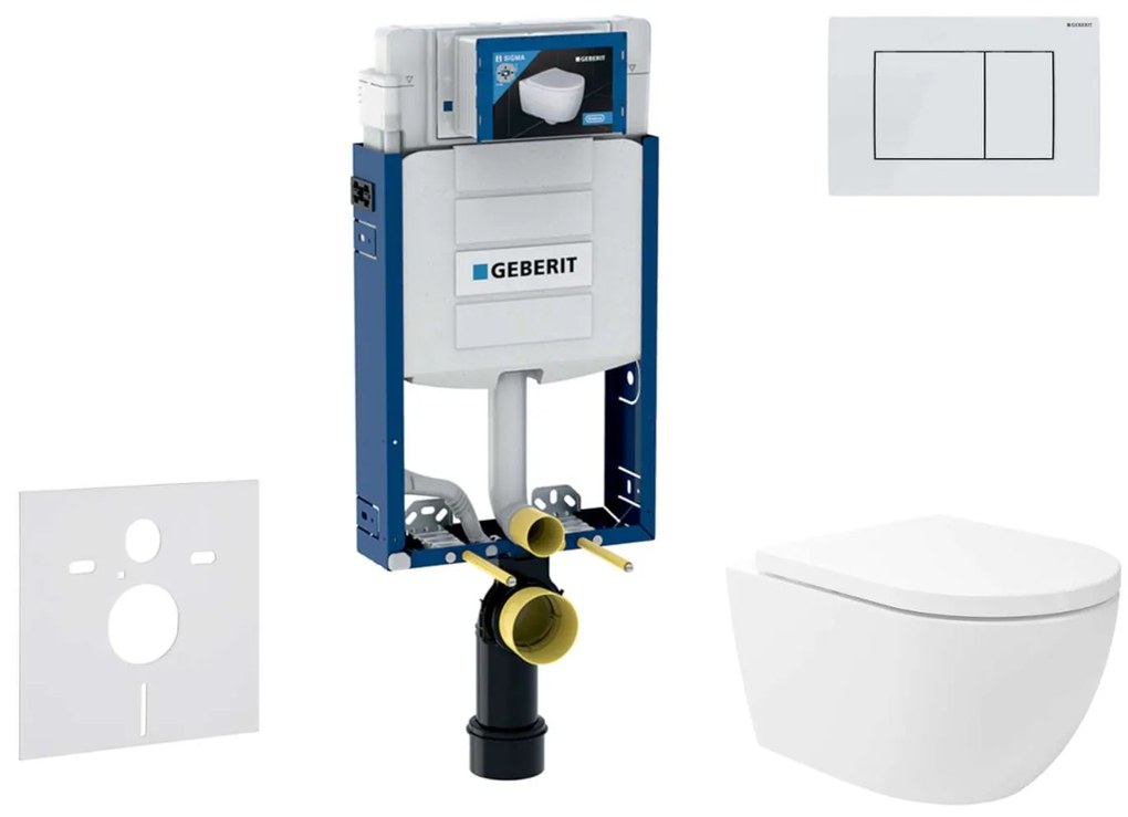 Geberit Kombifix - Set předstěnové instalace, klozetu Oudee Vortex a sedátka softclose, tlačítko Sigma20, bílá/bílá mat SANI15CA3184