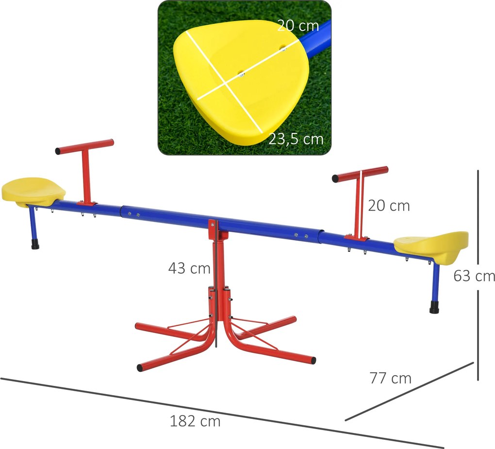 Outsunny 360° Otočný Houpací Můstek pro Děti 3+ let s Podstavcem ze 4 Tyčí, Zastavení a snadno uchopitelnými Rukojeťmi do Zahrady 184x76x71 cm Víceba…