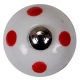 La finesse Porcelánová úchytka Red dots mini, červená barva, porcelán 50 mm