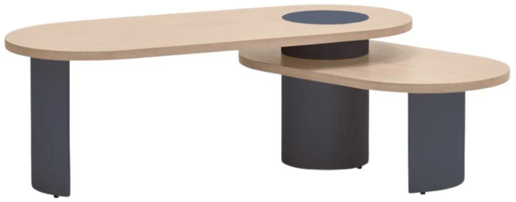 Modrý dřevěný konferenční stolek Teulat Nori 120 x 85 cm
