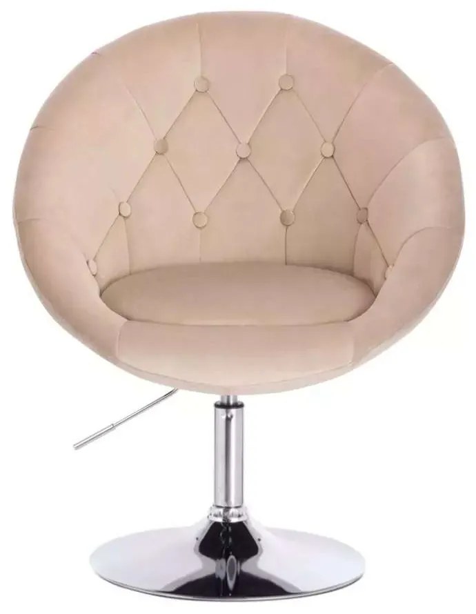 LuxuryForm DESIGN Otočné křeslo VERA VELUR na stříbrném talíři - latte
