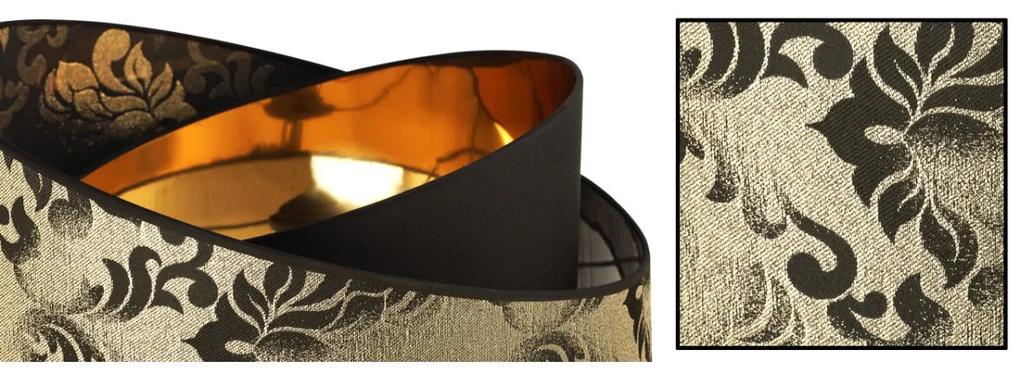 Závěsné svítidlo WERONA 1, 1x černé/zlaté textilní stínítko se vzorem, G
