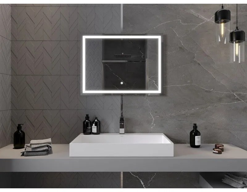 Mexen Miko, LED koupelnové zrcadlo s podsvícením 80 x 60 cm, 6000K, ochrana proti zamlžování, 9819-080-060-611-00