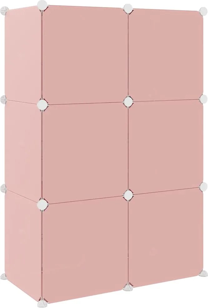 Dětská modulární skříň s 6 úložnými boxy růžová PP 340578