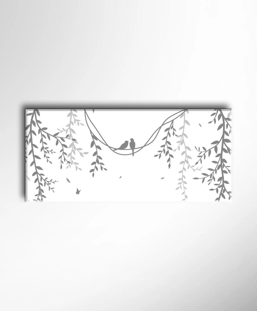 Malvis ® Minimalistický obraz ptáčci ROZMĚR (šířka x výška): třídílný obdélník 150x60 cm