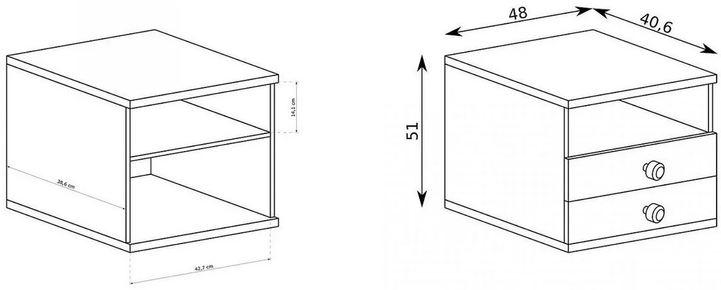 Casarredo - Komfort nábytek Noční stolek BARBUS 2S na nohách, dub artisan/černá