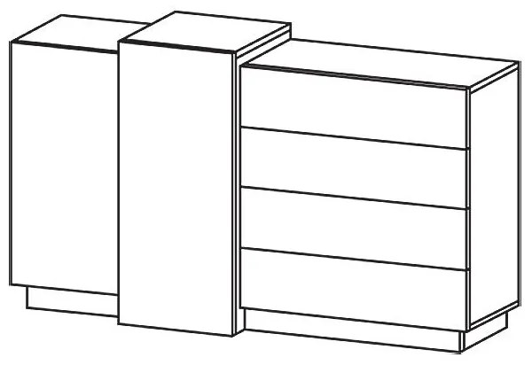 Obývací stěna 3D | sestava B | bílá/dub kraft zlatý | 7 dílů