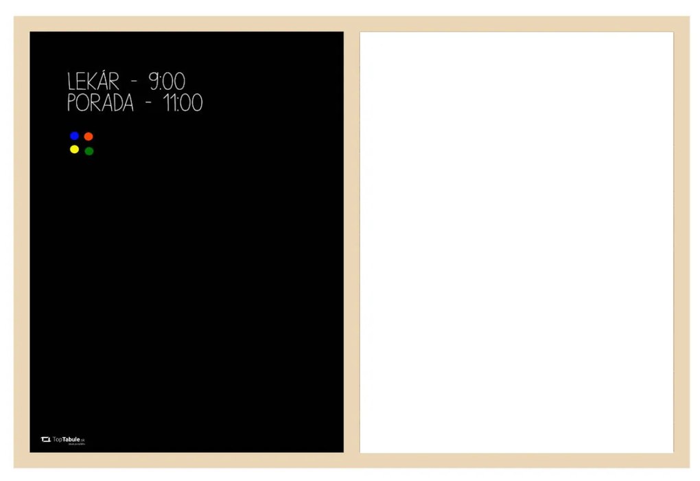 Toptabule.sk Kombinovaná magnetická tabule v dřevěném rámu – 5 fareb rámu 200x100 cm