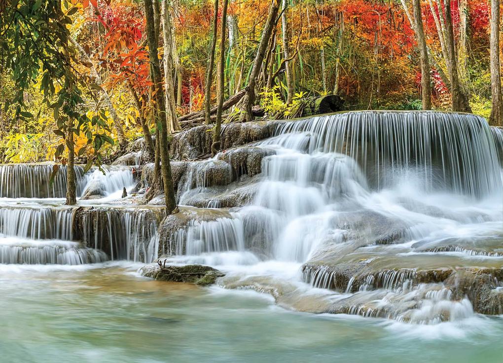Malvis ® Tapeta Podzimní les vodopády Vel. (šířka x výška): 504 x 310 cm