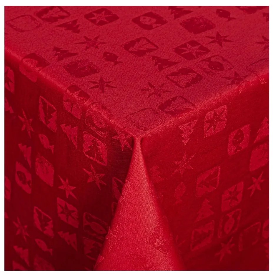 Veba ubrus garbo vánoční razítka - červená 140x180