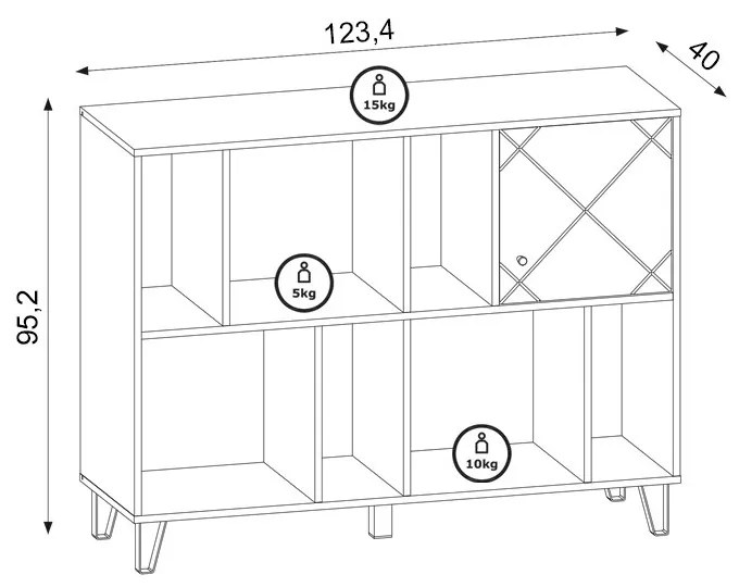 Regál Bilbao 123,4 cm dub artisan/bílý