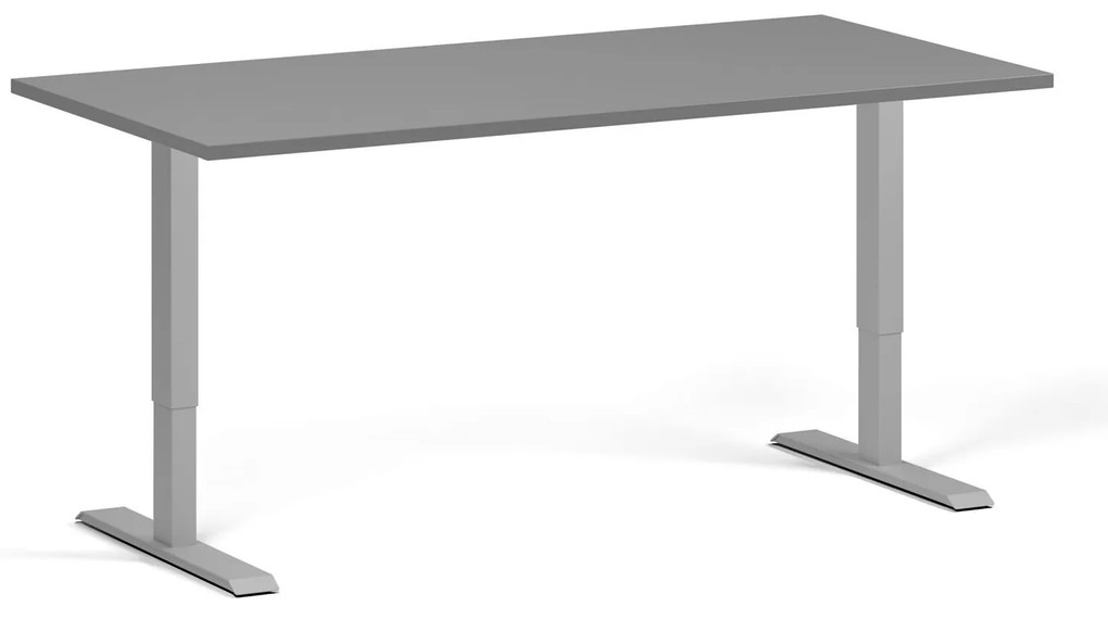 Výškově nastavitelný stůl, 160x80 cm, 1 motor, šedá podnož, grafit