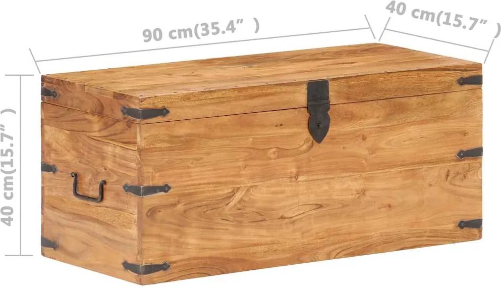 Truhla 90 x 40 x 40 cm masivní akáciové dřevo 289641