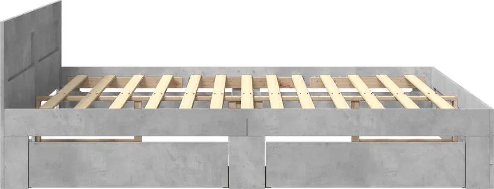 Rám postele s čelem betonově šedý 200 x 200 cm kompozitní dřevo 3295537