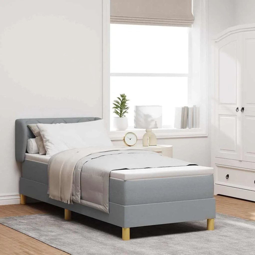 Postel s boxspringem s čelo Světle šedá 80 x 200 cm textil 3340241