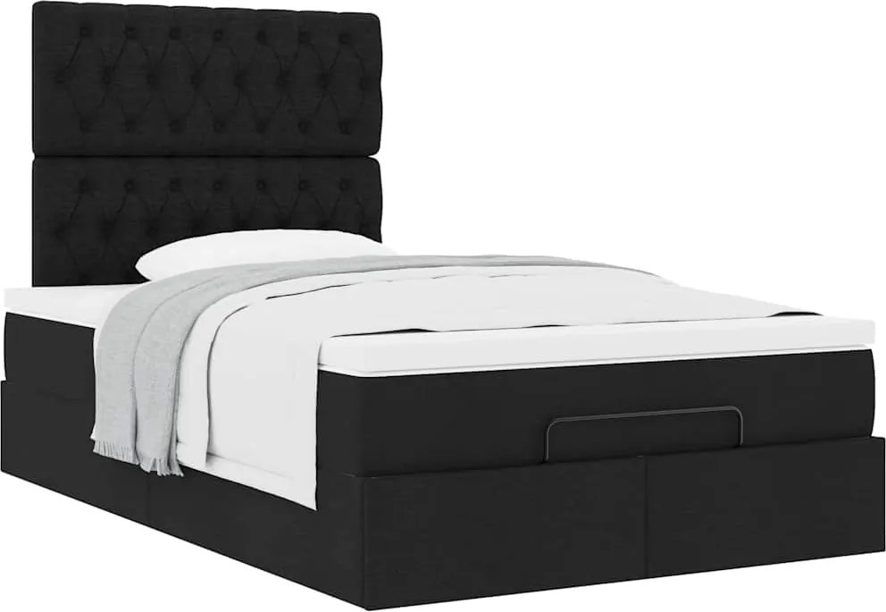Osmanský rám postele s matrací černá 120x200cm textil 3313232