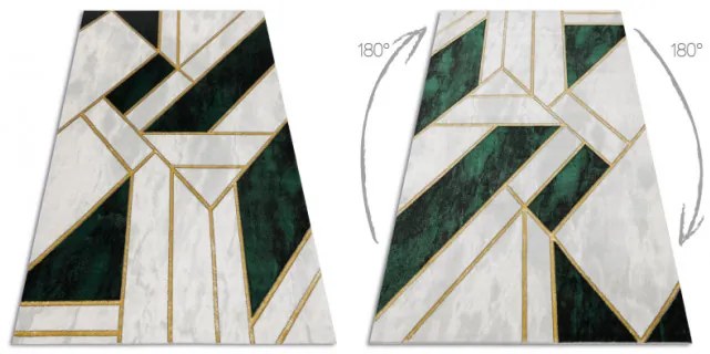 Koberec EMERALD exkluzivní 1015 glamour, styl marmur, geometrický lahvově zelený/zlatý