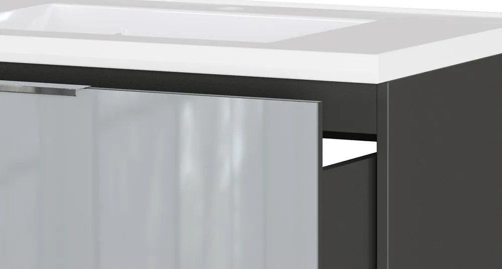 Šedá lesklá závěsná skříňka pod umyvadlo 81x61 cm Celano – Germania