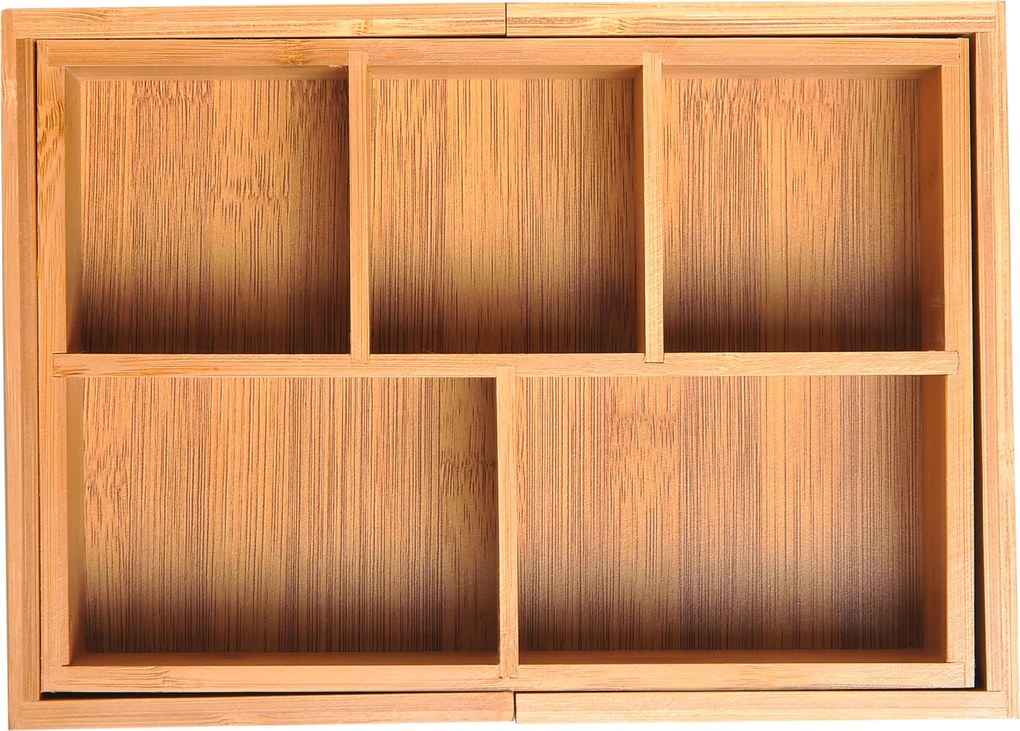 HOMCOM Úložný box Organizér box zásuvky, výsuvný organizér, bambus, přírodní, 24,6 x 17,6 x 7 cm| Aosom