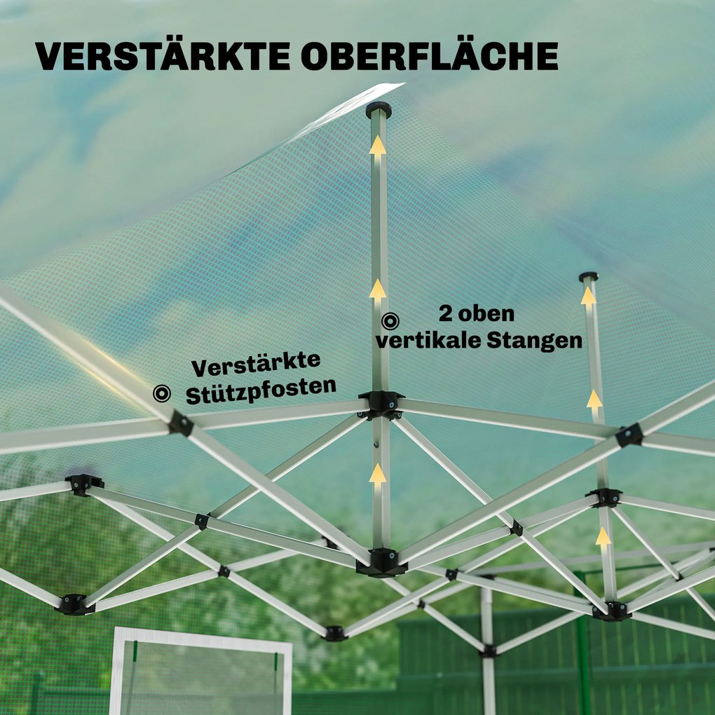 Outsunny Skleník cca 200x300x270 cm Skládací fóliový skleník se šikmou střechou Dveře a okna na zip