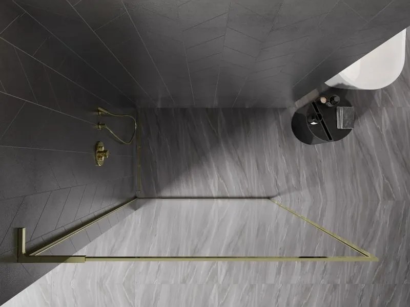 Mexen Kioto-F L Sprchová stěna Walk-in s rámem 60 x 202 cm, transparentní 8 mm, zlatá - 800-060-174-50-00
