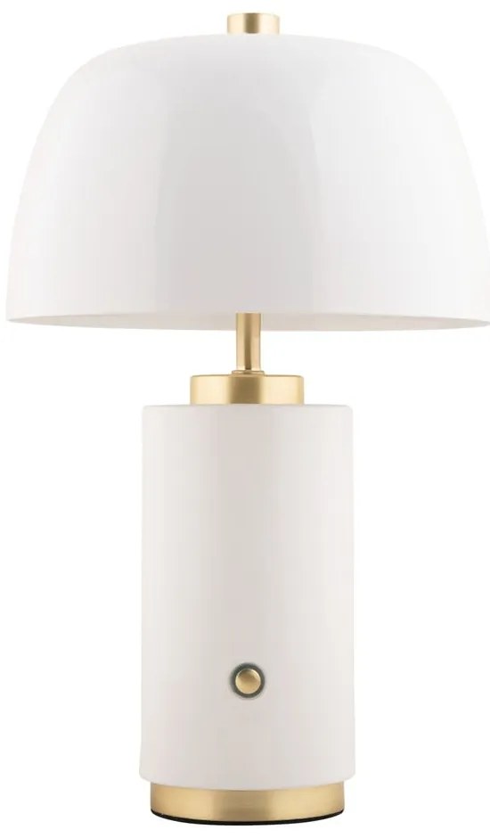 Bílá LED stmívatelná stolní lampa s kovovým stínidlem (výška 30 cm) Freya – Leitmotiv Biano.cz