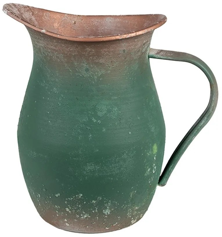 Zelený antik plechový dekorační džbánek - 19*13*19 cm