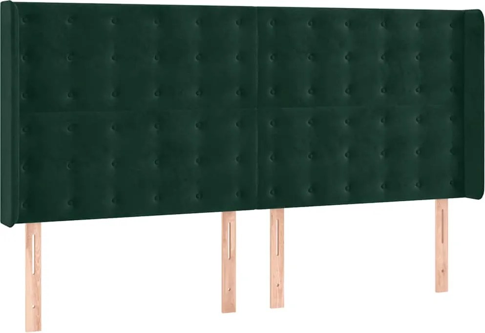 Box spring postel s matrací a LED tmavě zelená 200x200 cm samet 3139826