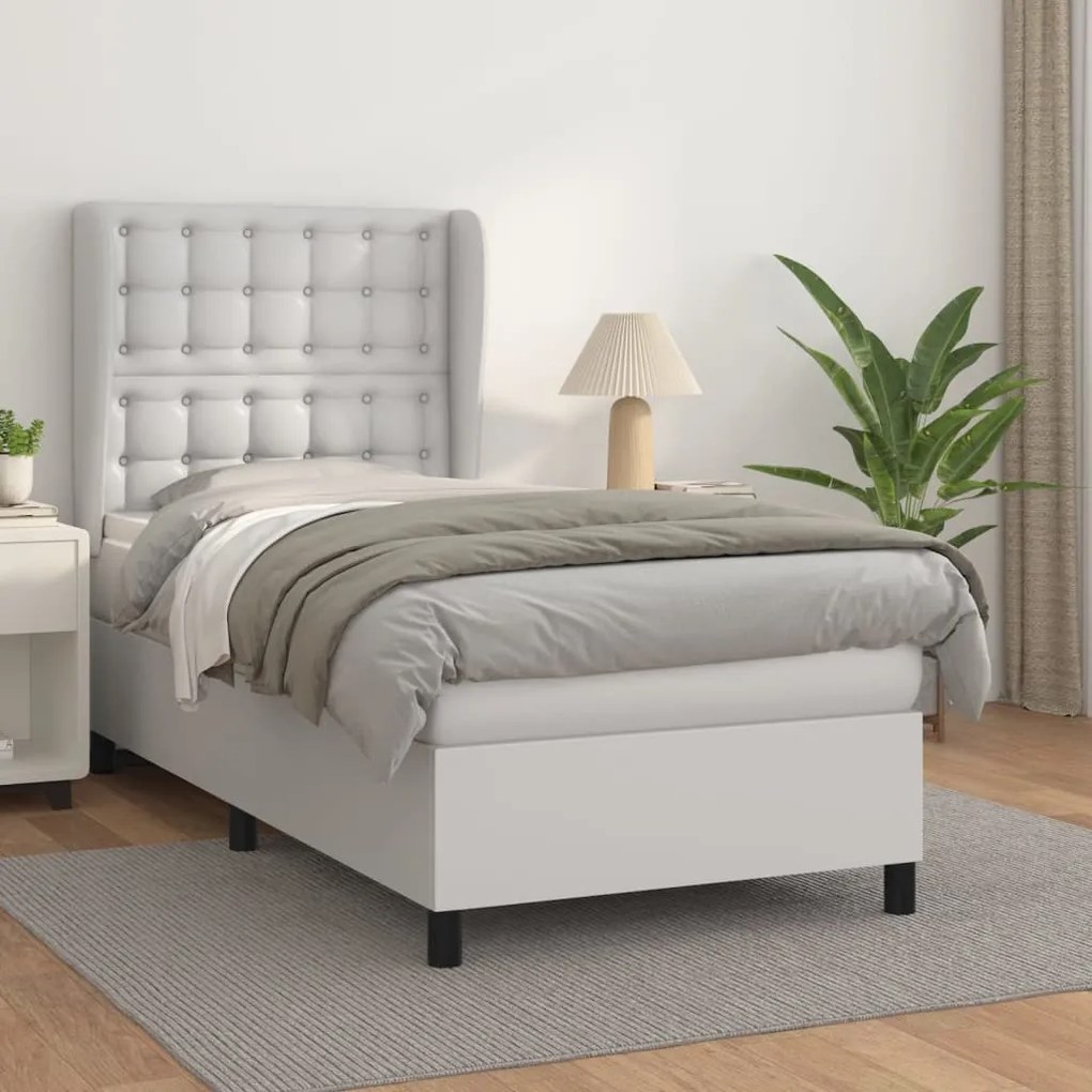 Box spring postel s matrací bílá 80 x 200 cm umělá kůže 3128998