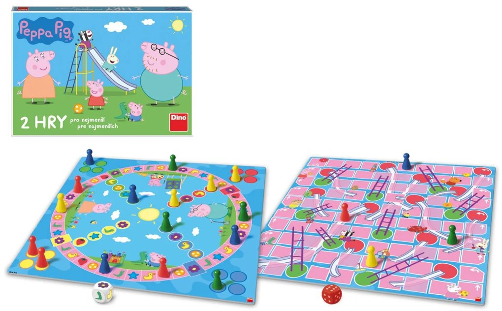 Pojď si hrát/Žebříky a skluzavky 2 společenské hry Prasátko Peppa/Peppa Pig v krabici 33x23x3cm