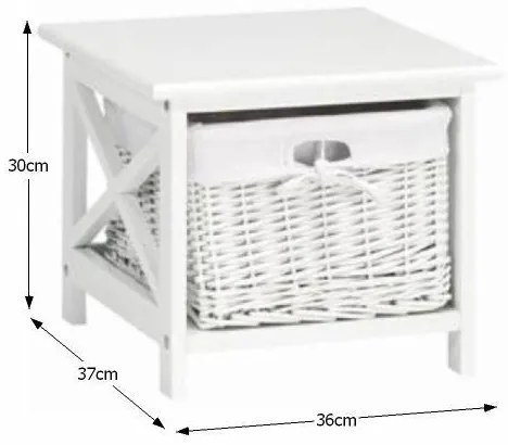 Noční stolek s košíkem RAFAELLO bílá Tempo Kondela