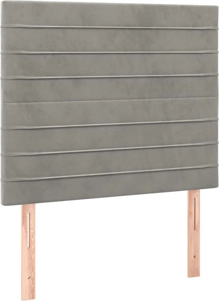 Box spring postel s matrací a LED světle šedá 100x200 cm samet 3136167