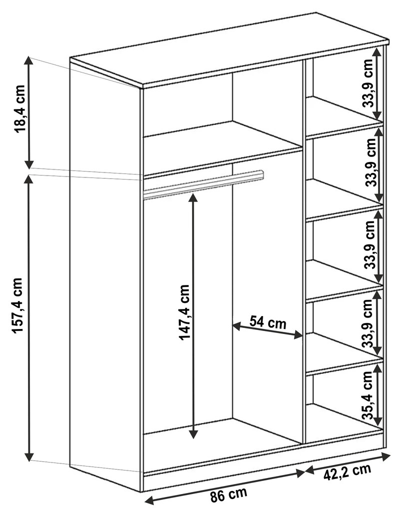 Kondela Kombinovaná skříň, dub lefkas, TEDY TYP T15