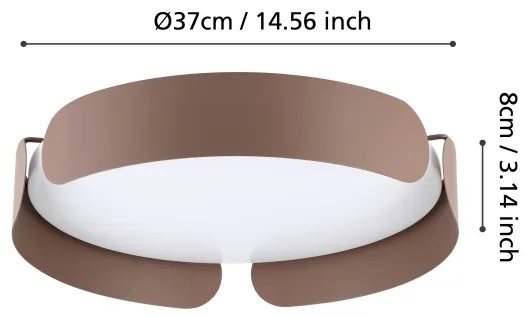 Eglo 99623 - LED Stropní svítidlo VALCASOTTO LED/20W/230V pr. 37 cm hnědá