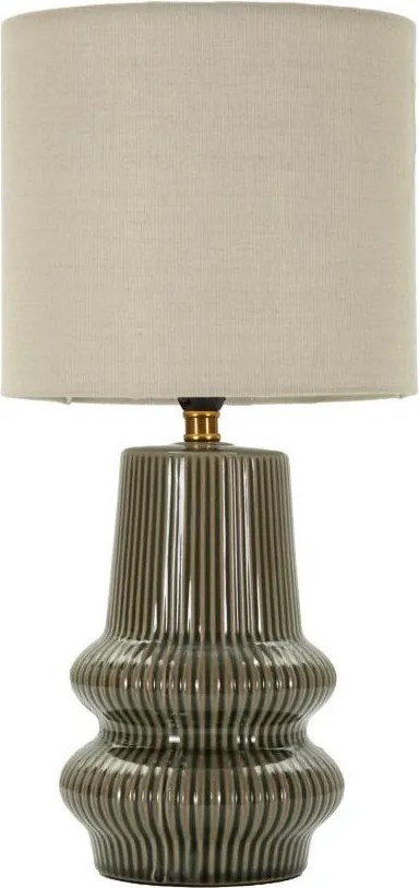 Khaki/krémová keramická stolní lampa s textilním stínidlem (výška 41,5 cm) Harmony – Mauro Ferretti