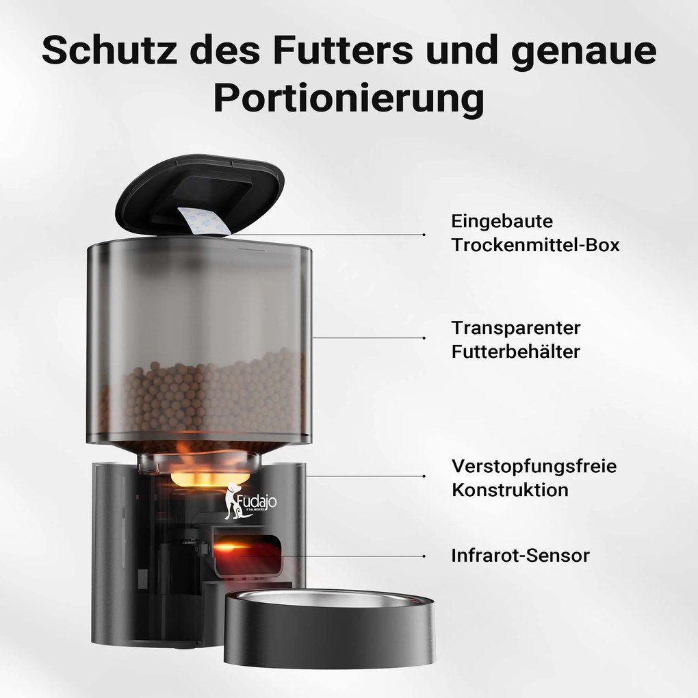 Automatické krmítko pro kočky fudajo – 3 L, 2,5 L, černá (65289)