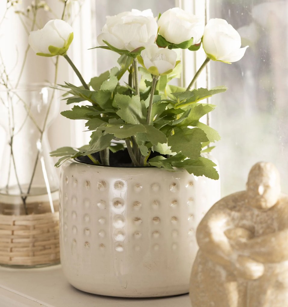 IB LAURSEN Dekorativní umělý pryskyřník White Flowers, multi barva, plast