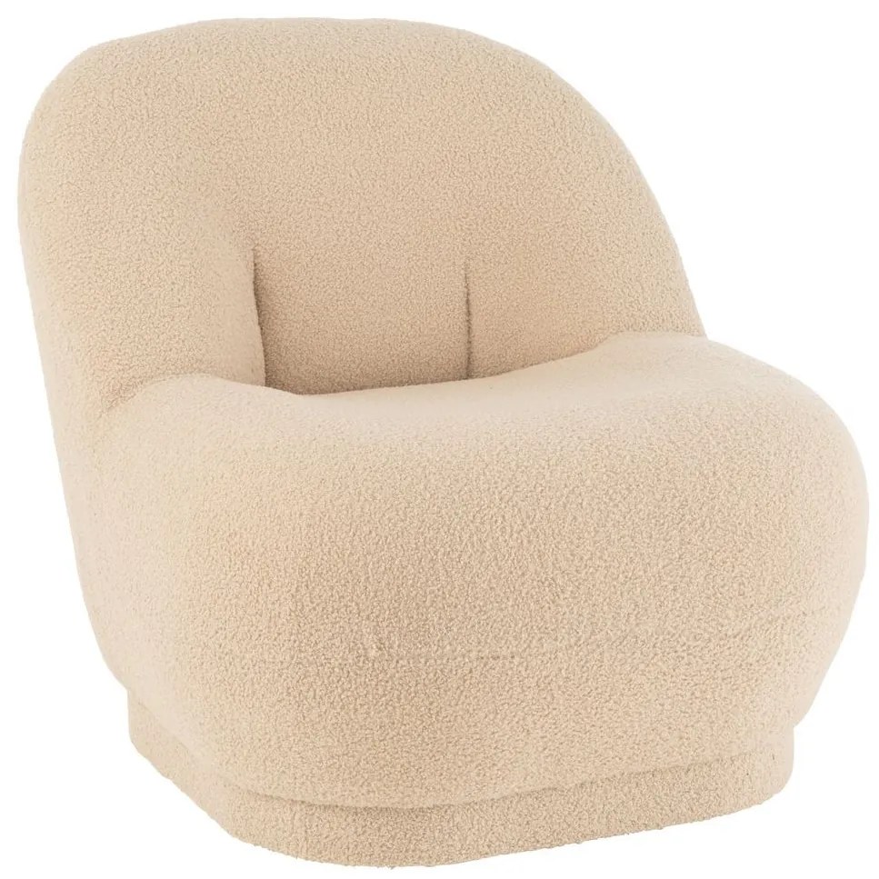 Béžová kulatá stolička/ křesílko s opěrkou Teddy Bouclé Beige - 78*88*72 cm