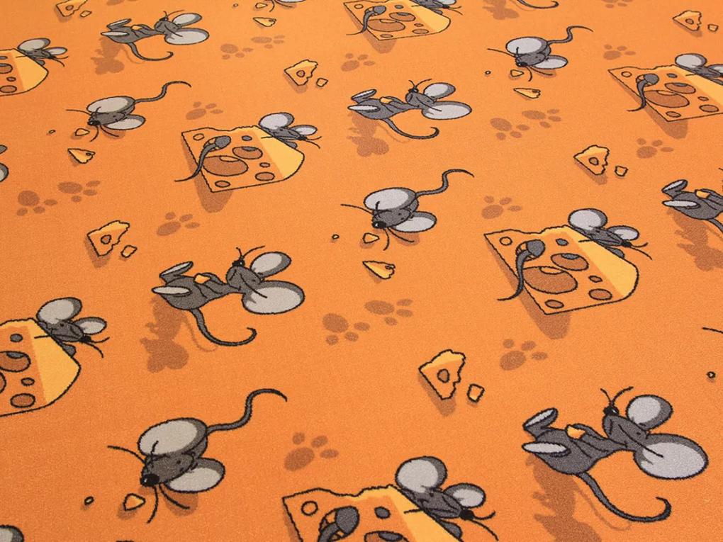 Dětský koberec Myšky 6166 oranžový Šíře role: 4 m