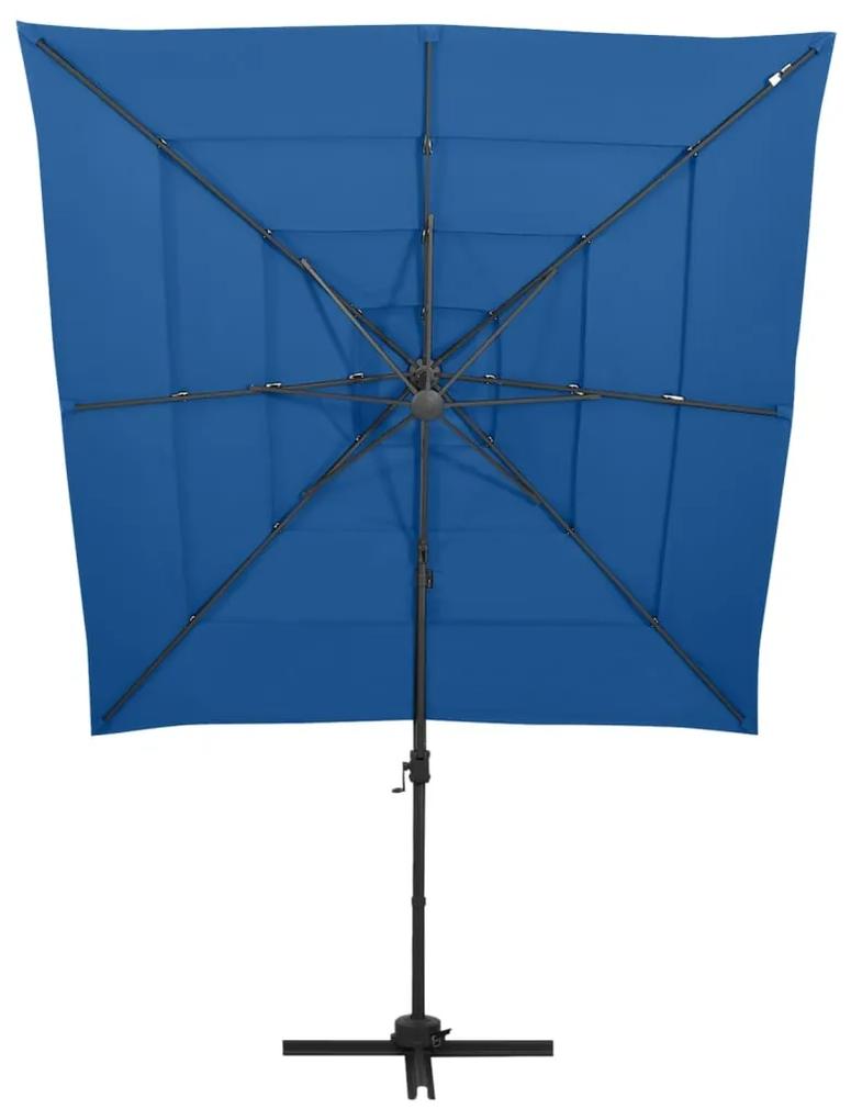 4stupňový slunečník s hliníkovou tyčí azurově modrý 250x250 cm,  313827