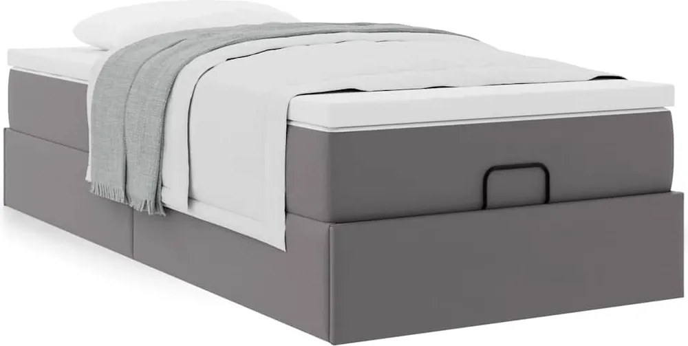 Osmanský rám postele s matrací šedá 90x200cm umělá kůže 3311019