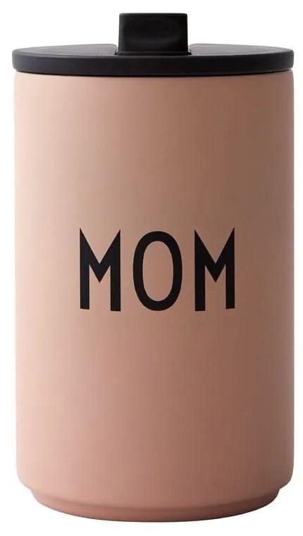 Růžový cestovní hrnek Design Letters Mom, 350 ml