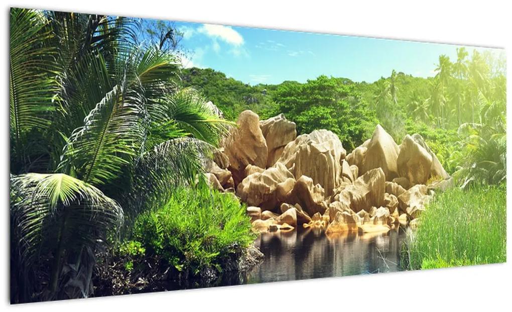 Obraz jezera na Seychelách (100x40cm)