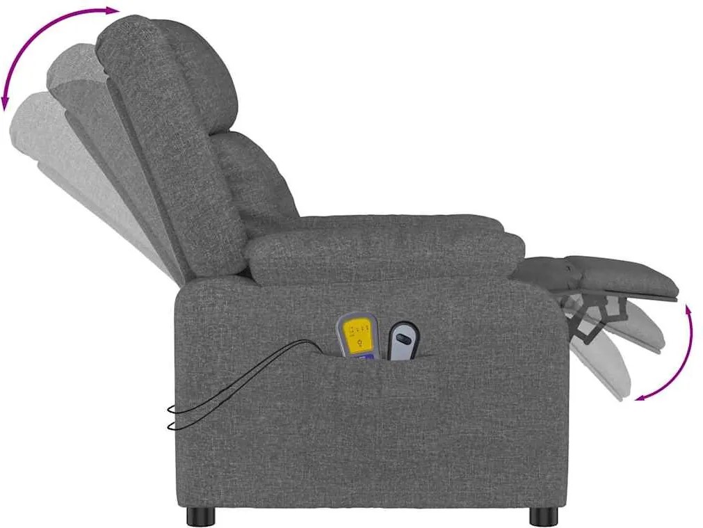 Elektrické masážní křeslo tmavě šedé textil 3143580