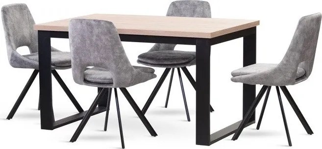 Stima Jídelní stůl 970 dub wotan/černý kov | Délka stolu: 120,Šíře stolu: 80,Odstín: dub wotan,Rozklad: S rozkladem + 40 cm
