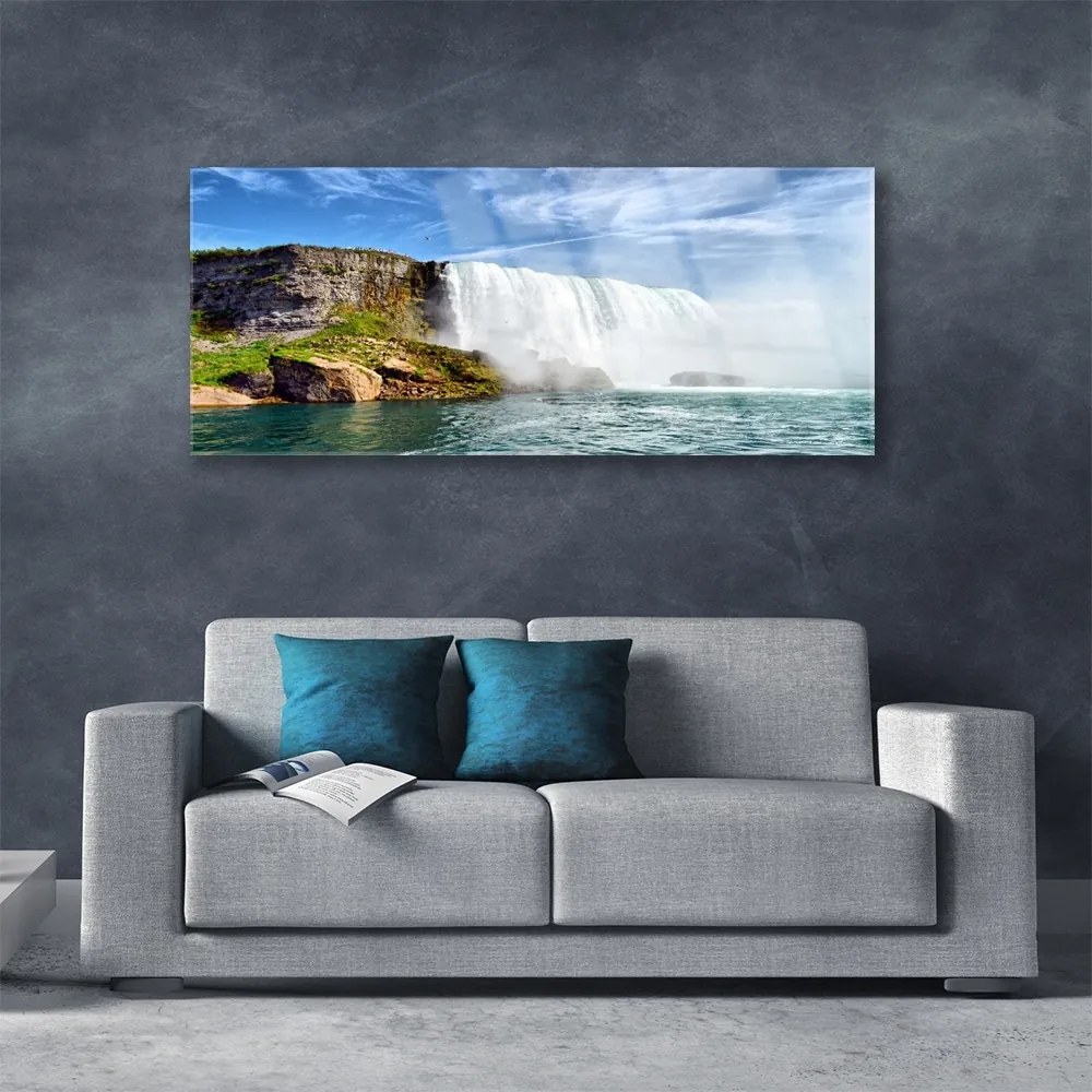 Plexisklo-obraz Vodopád Moře Příroda 125x50 cm