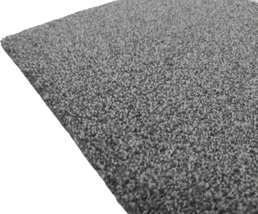 Lano, Metrážový koberec Supersoft 850 tm. šedý, na míru s bordurou, šíře 4m, šedá, ab (mřížka), kancelář
